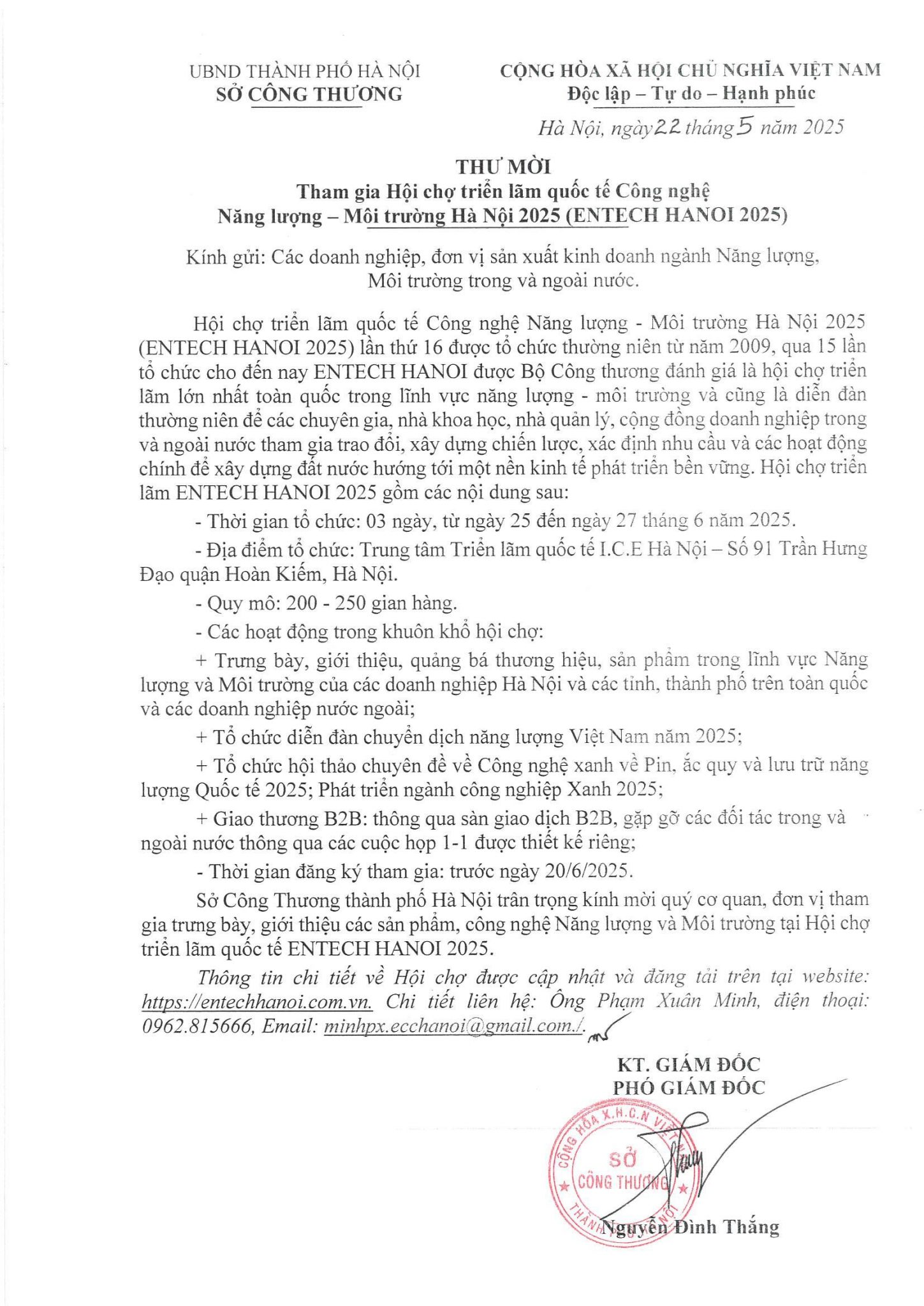 Thư mời tham dự - ENTECH 2025
